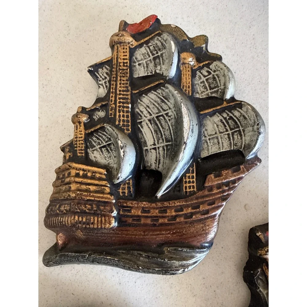 Wall Decor | Vintage Nautical Pirate Ship Wall Decor 3d Galleon Plaques ...